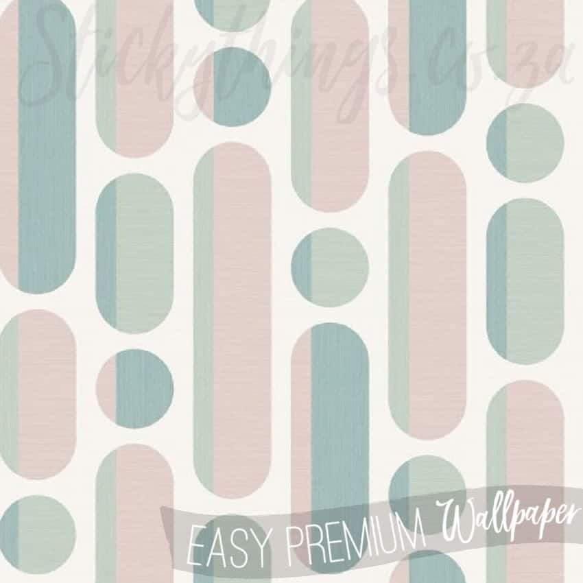 Curvy Geometric Shapes Wallpaper - Morse Rose Sage Wallpaper • Sticky ...