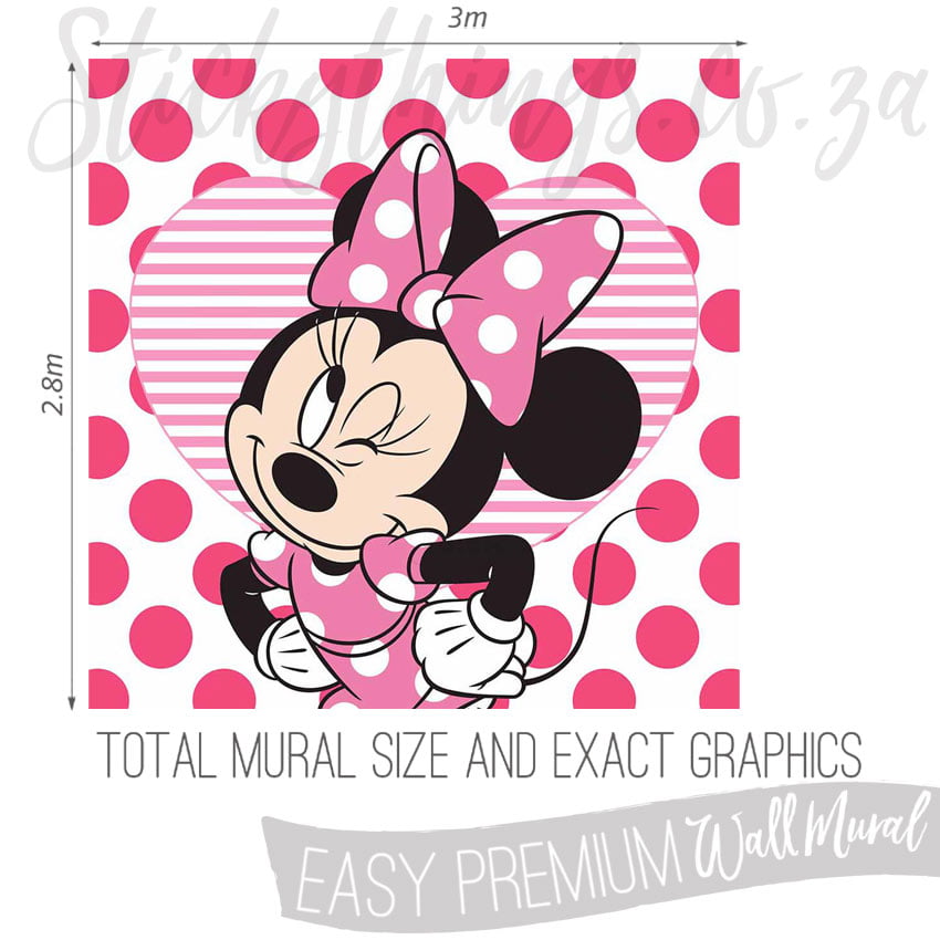 Minnie Mouse Wallpaper Mural - Disney Polka Dot Minnie Wall Mural ...