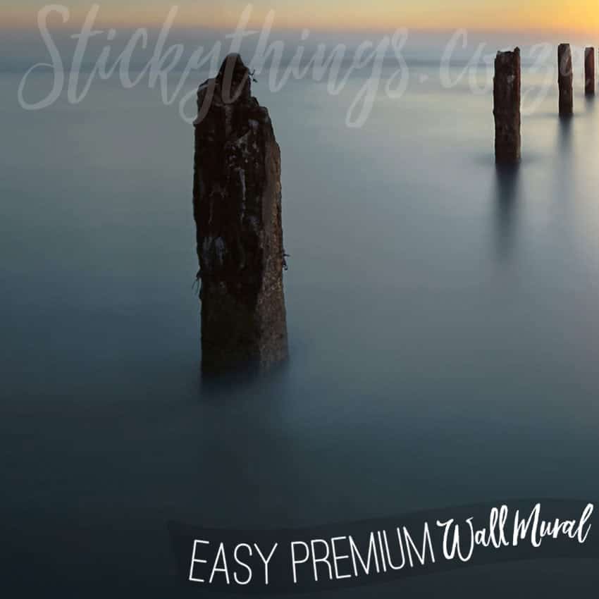 Ocean Infinity Wall Mural - Wooden Ocean Pilings Wallpaper Mural ...