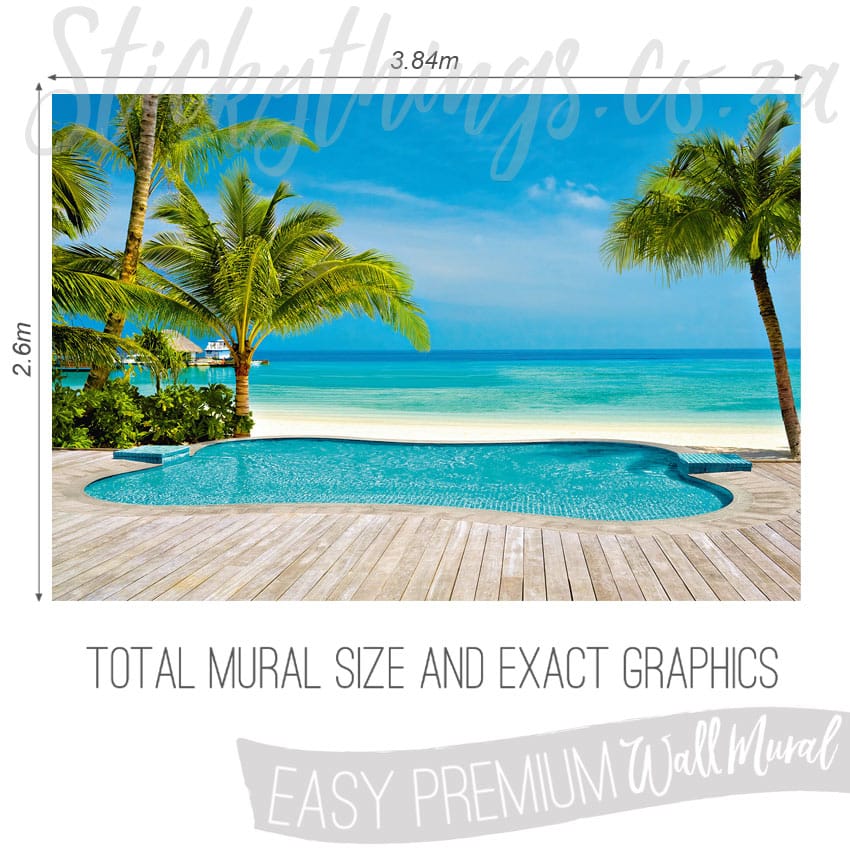 Tropical Palm Trees Wall Mural - Swimming Pool Wallpaper Mural • Sticky ...