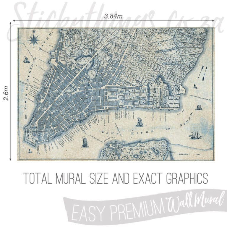 Antique New York Wall Mural - Old Vintage Map Wallpaper Mural