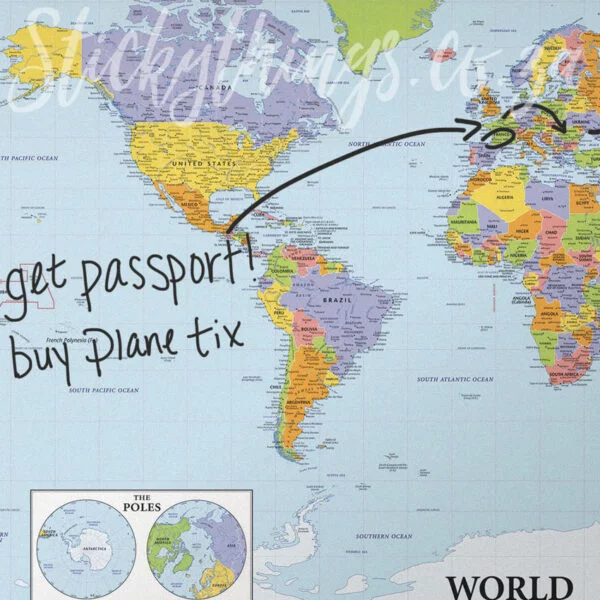 Dry Erase World Map Wall Sticker • Sticky Things