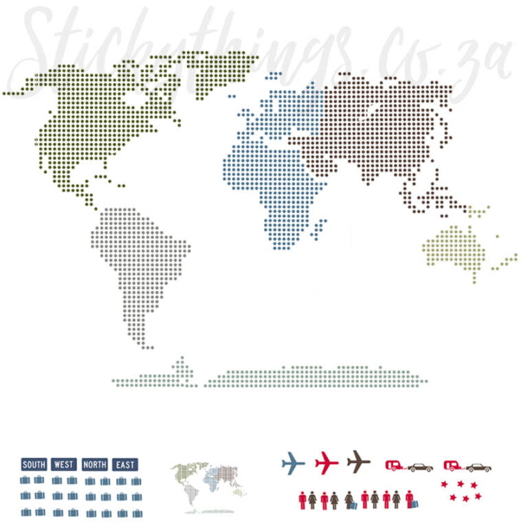 Modern World Map Wall Sticker